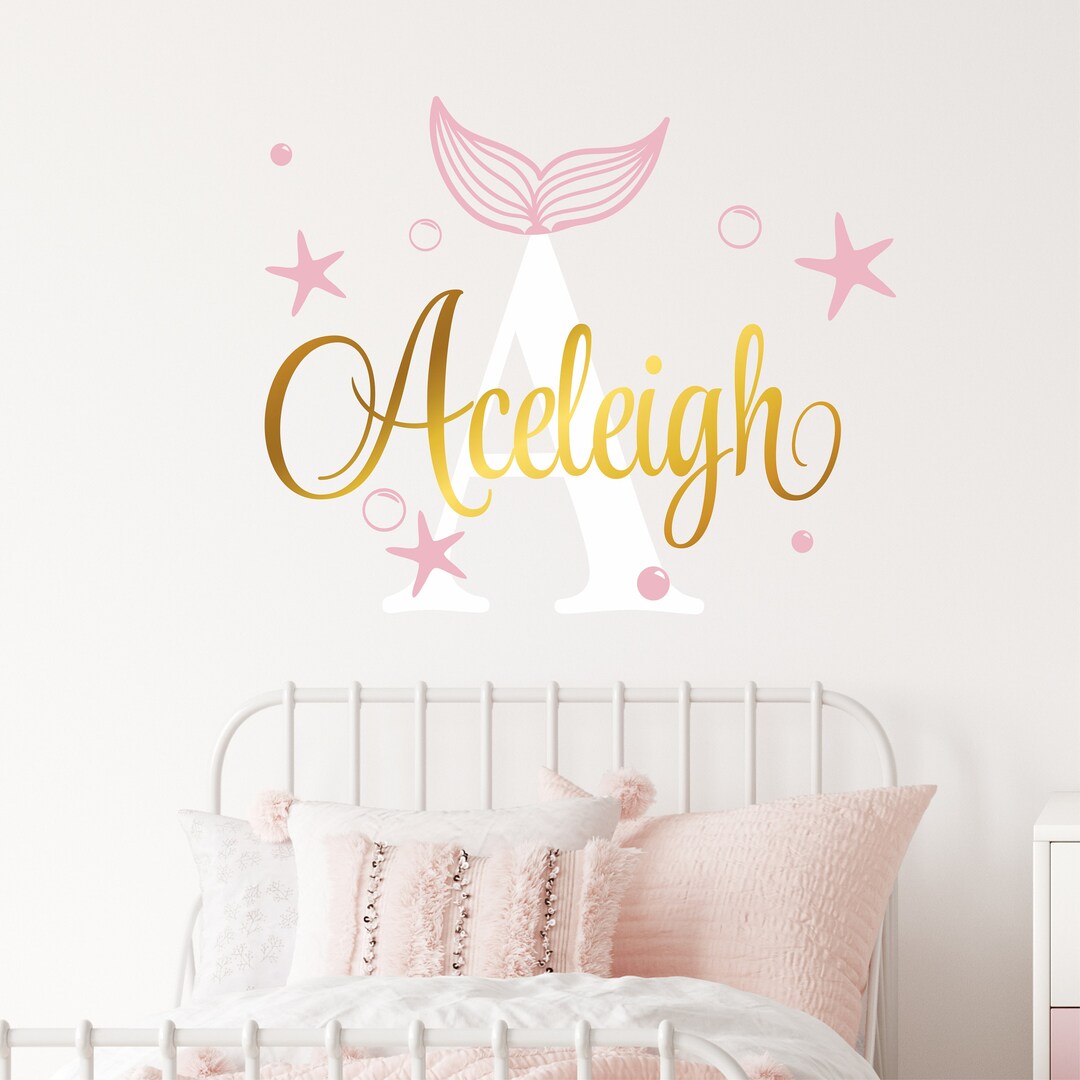 Personalized Wall Decal Girl Name Wall Decal Mermaid Nursery Wall Decal ...