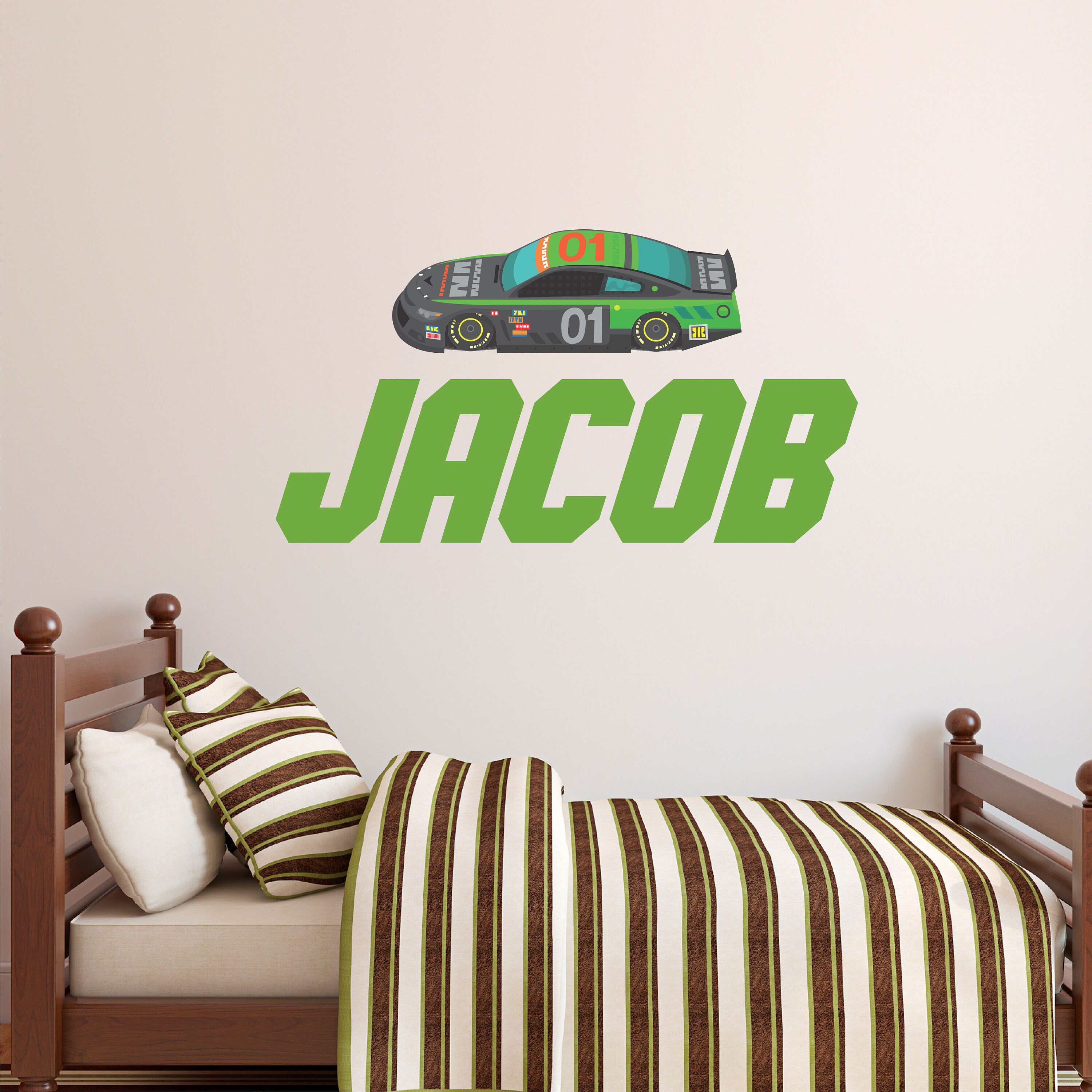 Personalized Name Wall Decal With Race Car Custom Name Race | Etsy