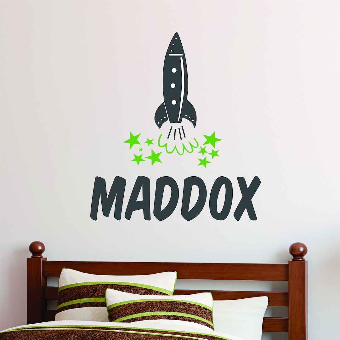 Personalized Name Rocket Wall Decal - Custom Name Spaceship Wall ...