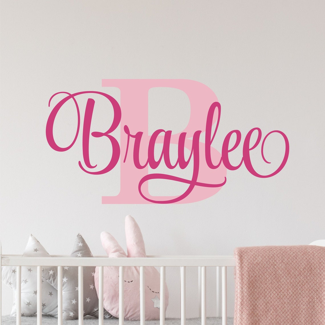 Personalized Name Wall Decal Girl Monogram Initial Fancy - Etsy
