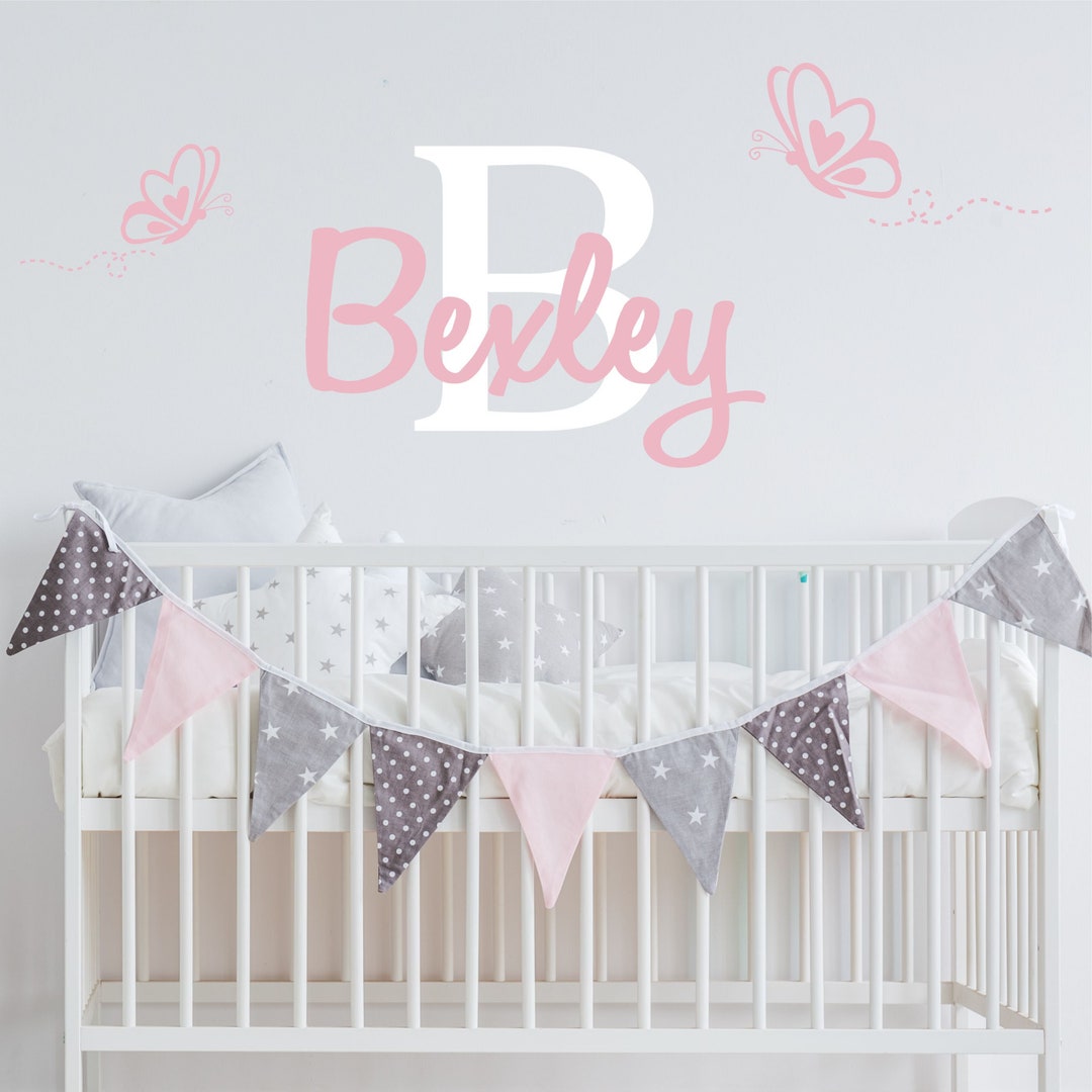 Personalized Name Butterfly Wall Decal - Custom Name Butterfly Wall ...