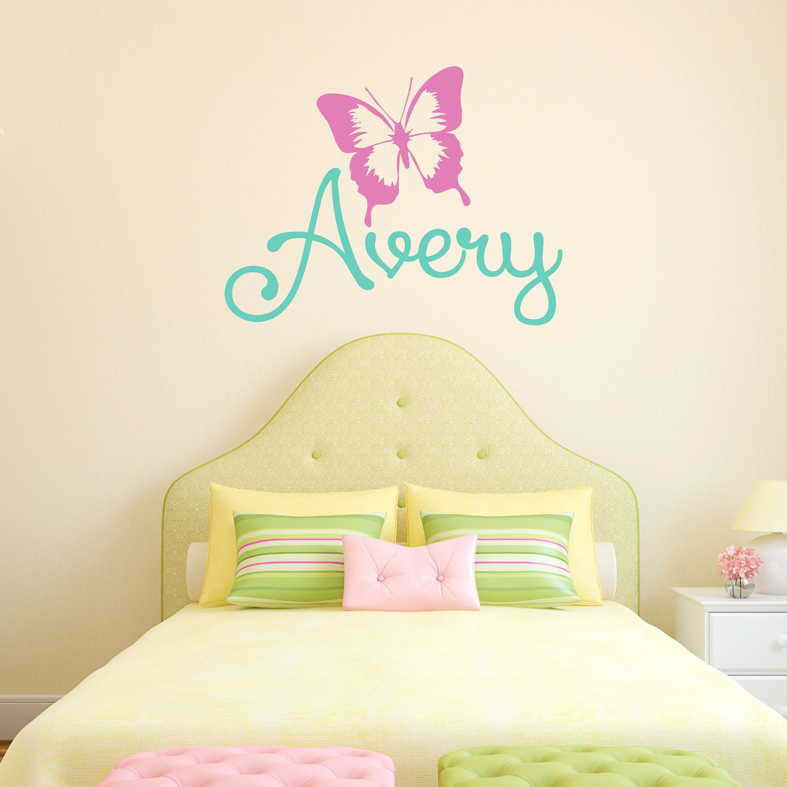 Personalized Name Butterfly Wall Decal - Custom Name Butterfly Wall ...