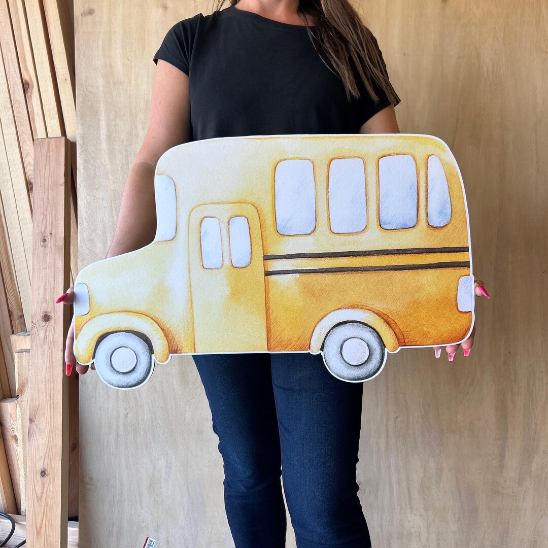 School Bus Prop - 3D School Bus Prop for Party Backdrop - Watercolor ...