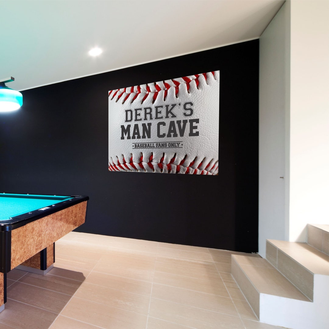 Custom Name Man Cave Wall Decal - Personalized Name Baseball Theme ...