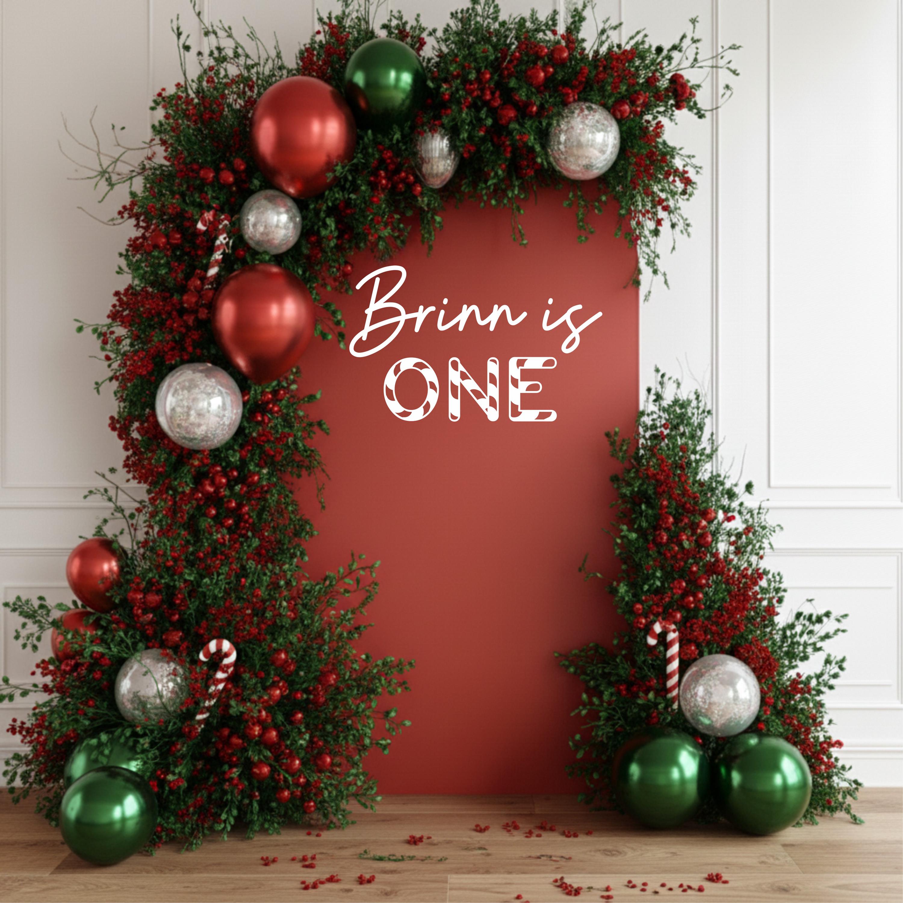 Happy Birthday Decal - Christmas Theme Happy Birthday Party Backdrop ...