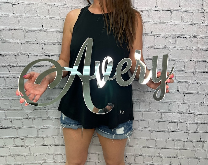 Large Acrylic Mirror, Wall Acrylic Sign, Custom Acrylic Sign, Baby Name ...