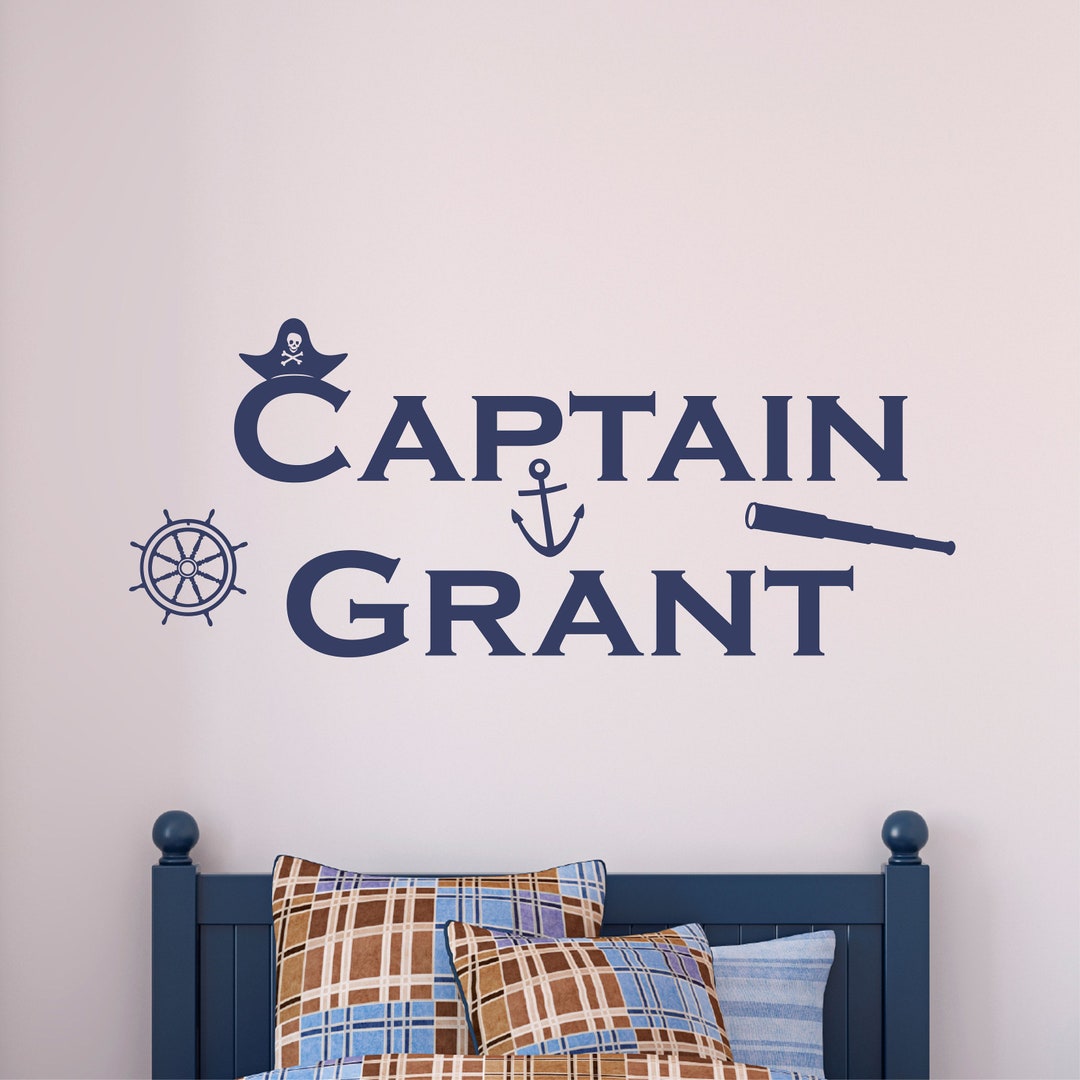 Personalized Name Captain Wall Decal - Personalized Pirate Wall Sticker ...