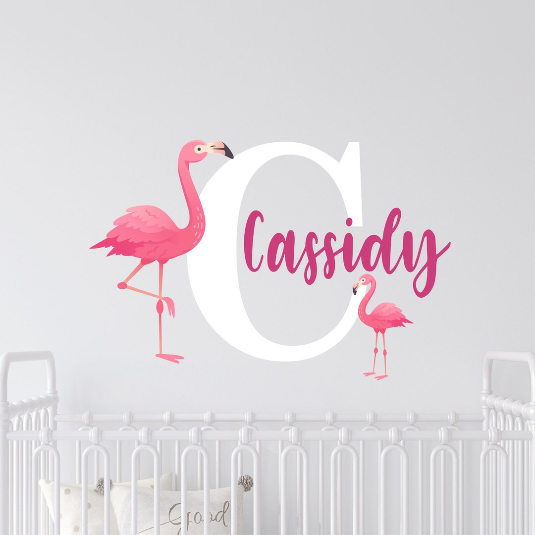 Personalized Name Flamingo Wall Decal - Custom Name Flamingo Wall ...