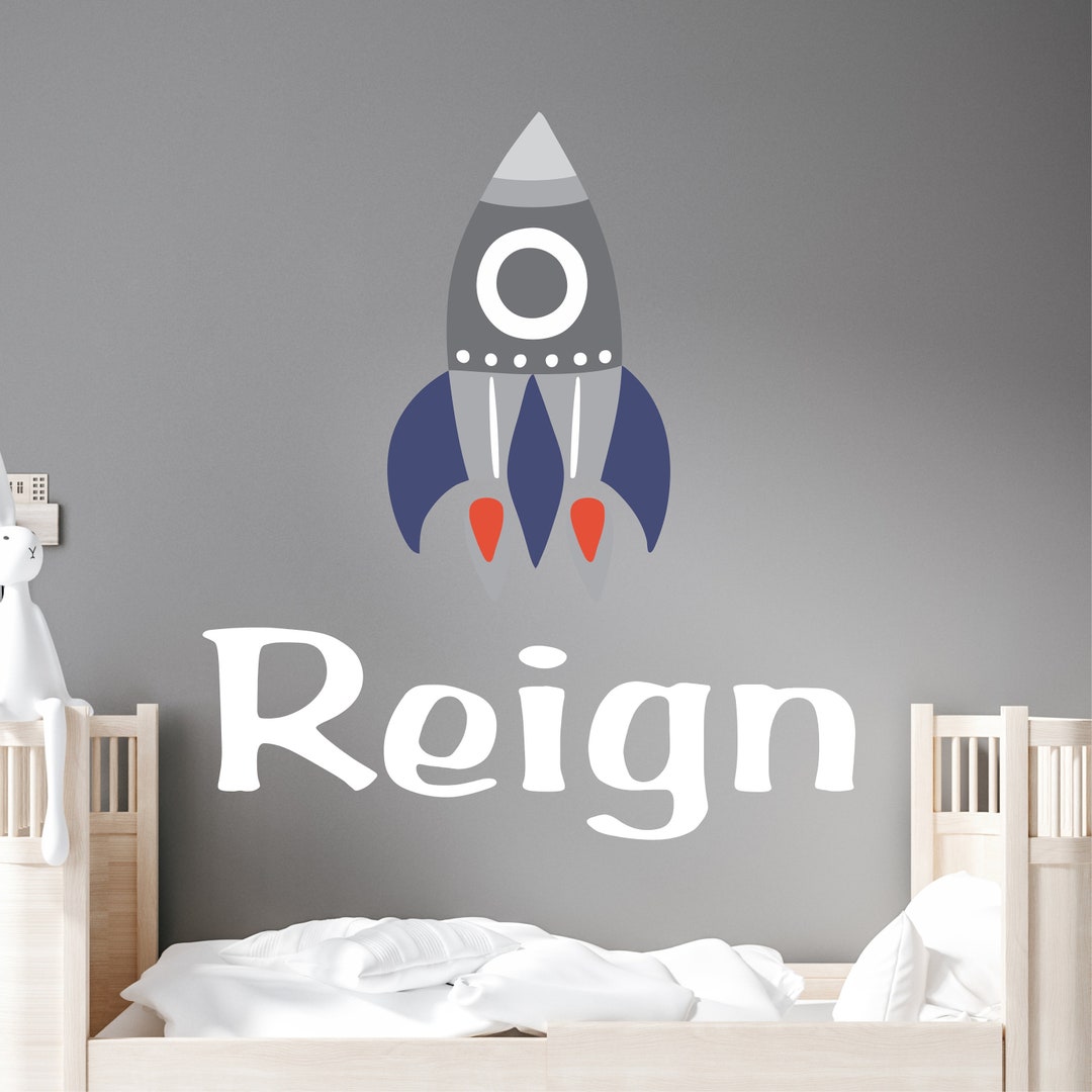 Personalized Name Rocket Wall Decal - Custom Name Spaceship Wall ...