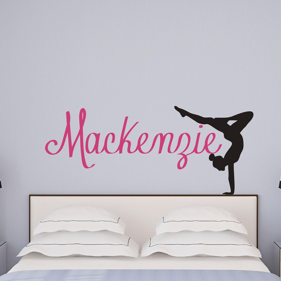 Personalized Name Dance Wall Decal - Custom Name Dance Handstand Wall ...