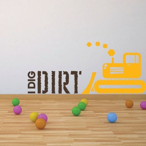 Kids Dirt Bulldozer Playroom Wall Decal Sticker - Etsy