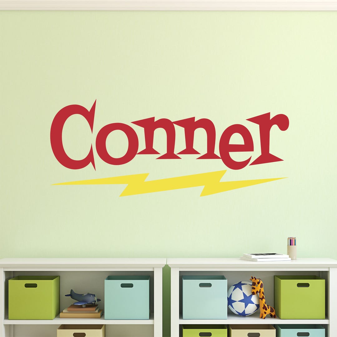 Personalized Name Superhero Wall Decal - Custom Name Lightning Wall ...