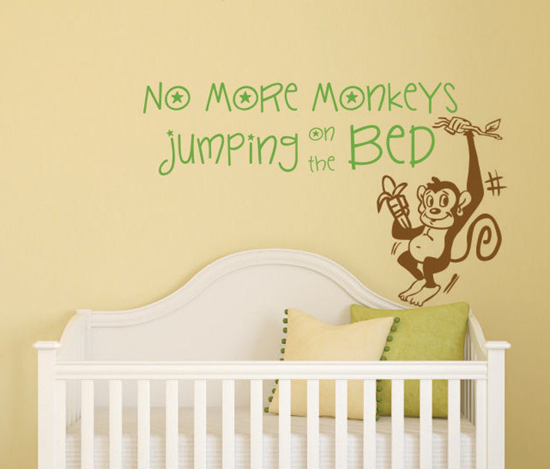 No More Monkeys Jumping on the Bed Decal - Boys Decal - Kids Wall Decal ...