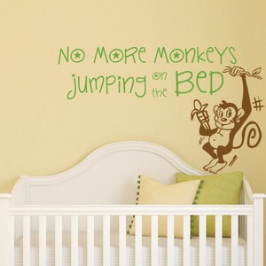No More Monkeys Jumping on the Bed Decal - Boys Decal - Kids Wall Decal ...