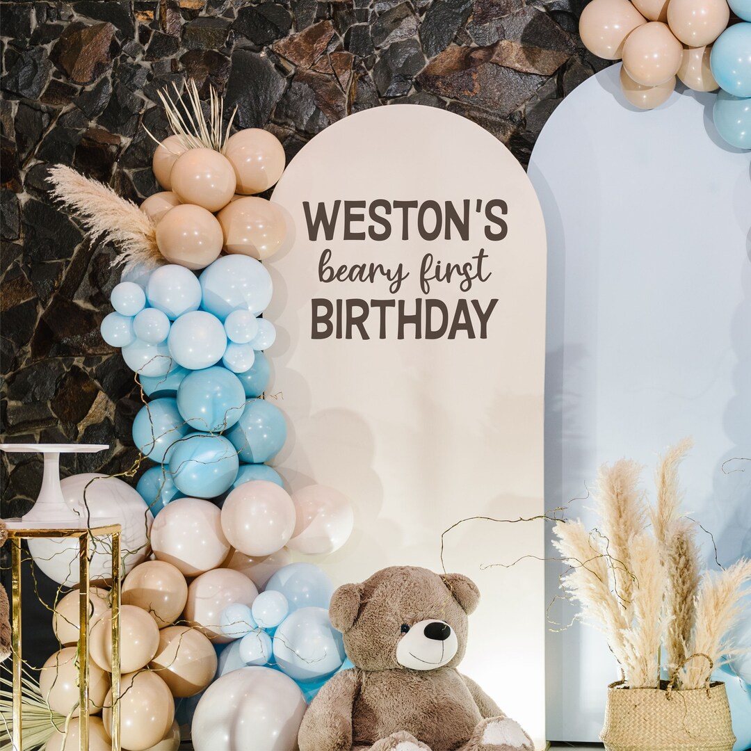 Beary First Birthday Decal - Beary 1st Theme Birthday Party Backdrop ...