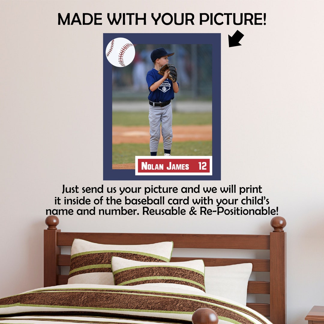Personalized Baseball Card Wall Decal - Upload Your Picture - Custom ...