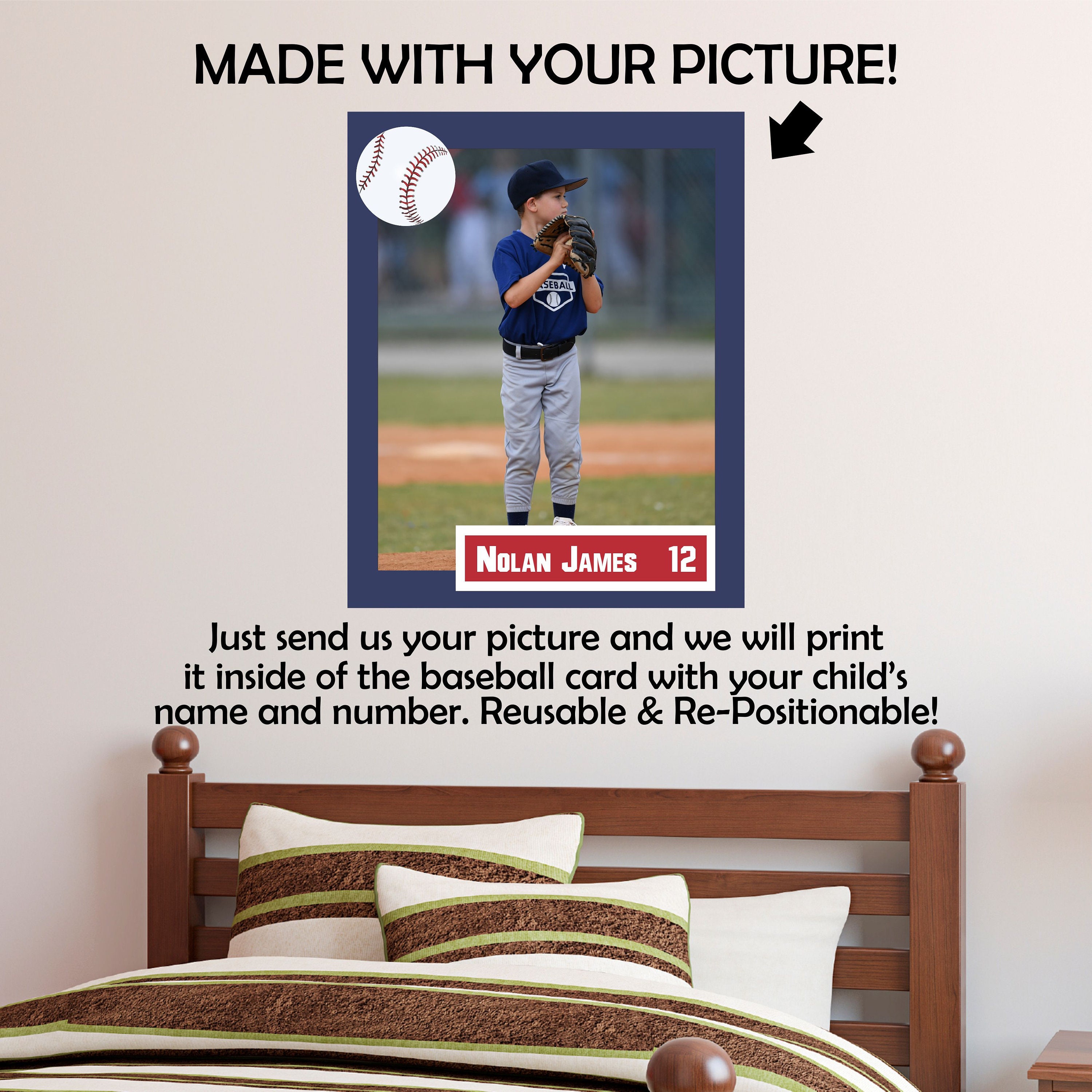 Personalized Baseball Card Wall Decal Upload Your Picture | Etsy