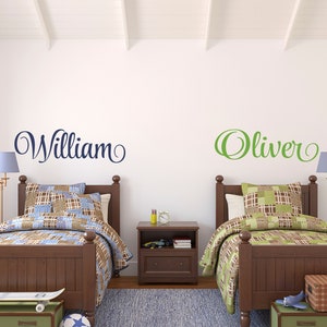 Personalized Name Wall Decal Boy Monogram Initial Fancy Cursive Name ...