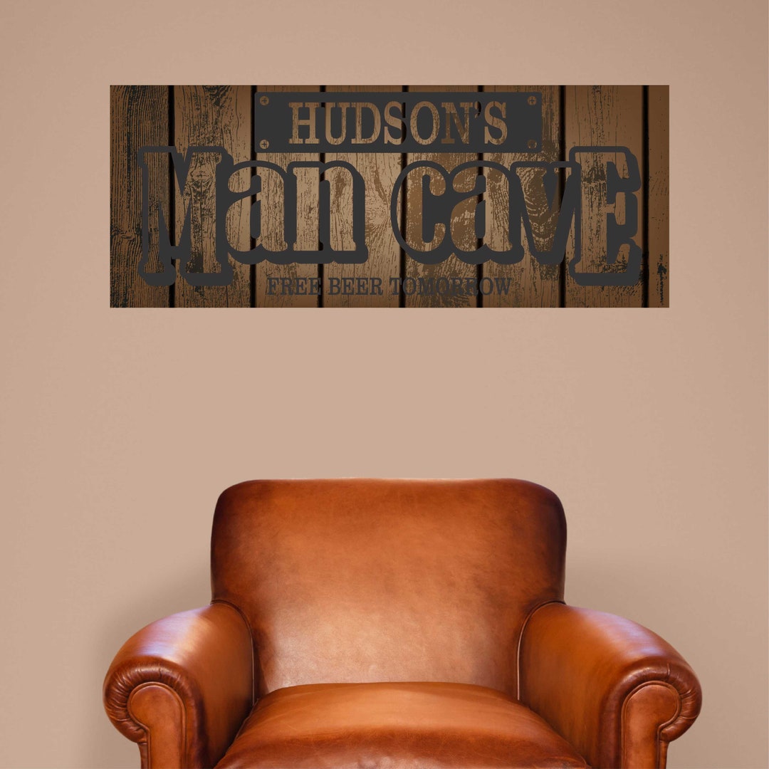 Custom Name Man Cave Wall Decal - Personalized Name Bar Vinyl Wall ...