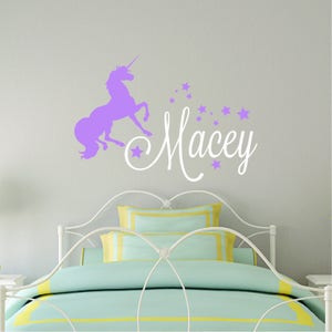 Personalized Name Unicorn Wall Decal - Custom Name Unicorn Wall Sticker ...