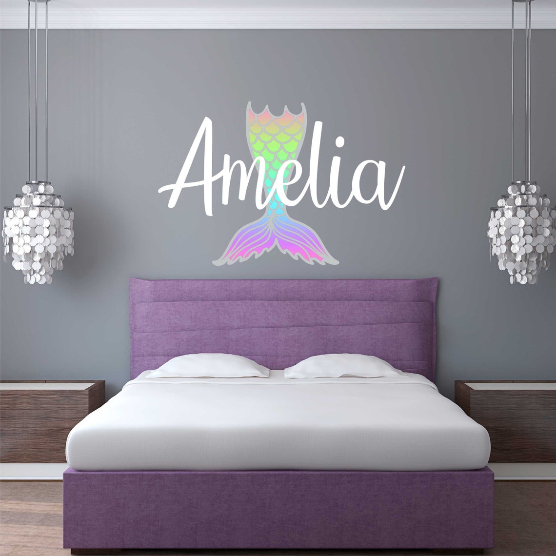 Personalized Name Mermaid Wall Decal Custom Name Mermaid - Etsy