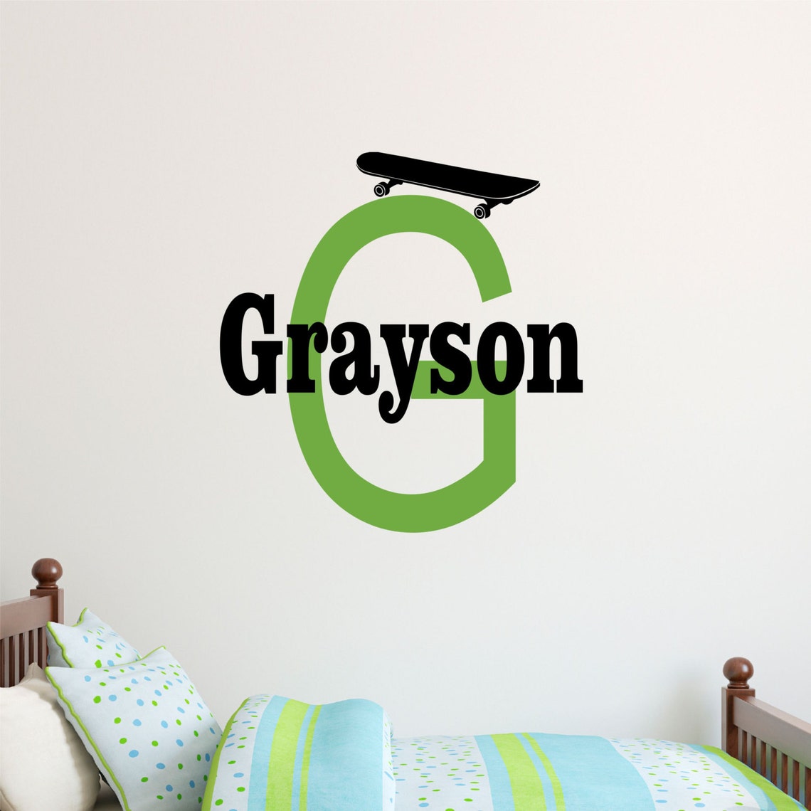 Personalized Name Skateboard Wall Decal - Custom Name Skateboard Wall ...