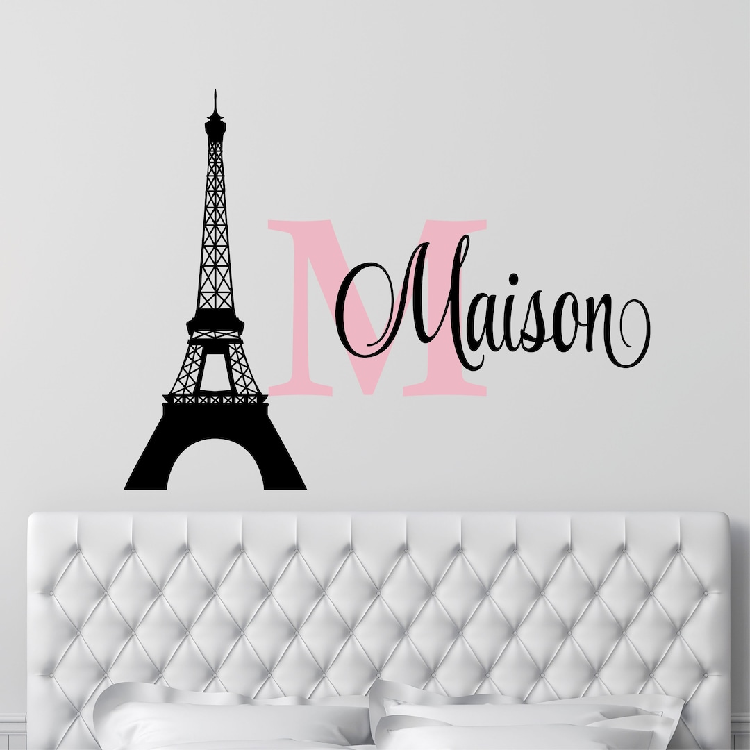 Personalized Name Paris Wall Decal - Custom Name Paris Wall Sticker ...