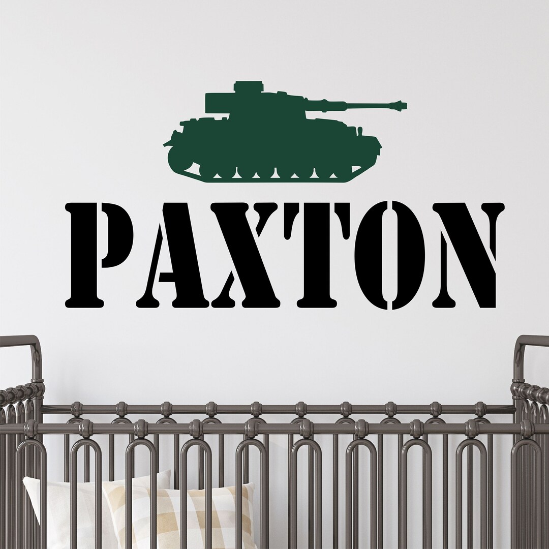 Boys Name Wall Decal Boys Name Tank Wall Decal Military Tank Kids Wall ...