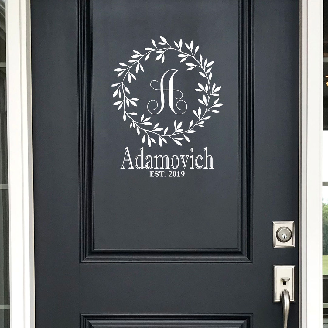 Front Door Decal - Personalized Front Door Wreath Decal - Glass Storm ...