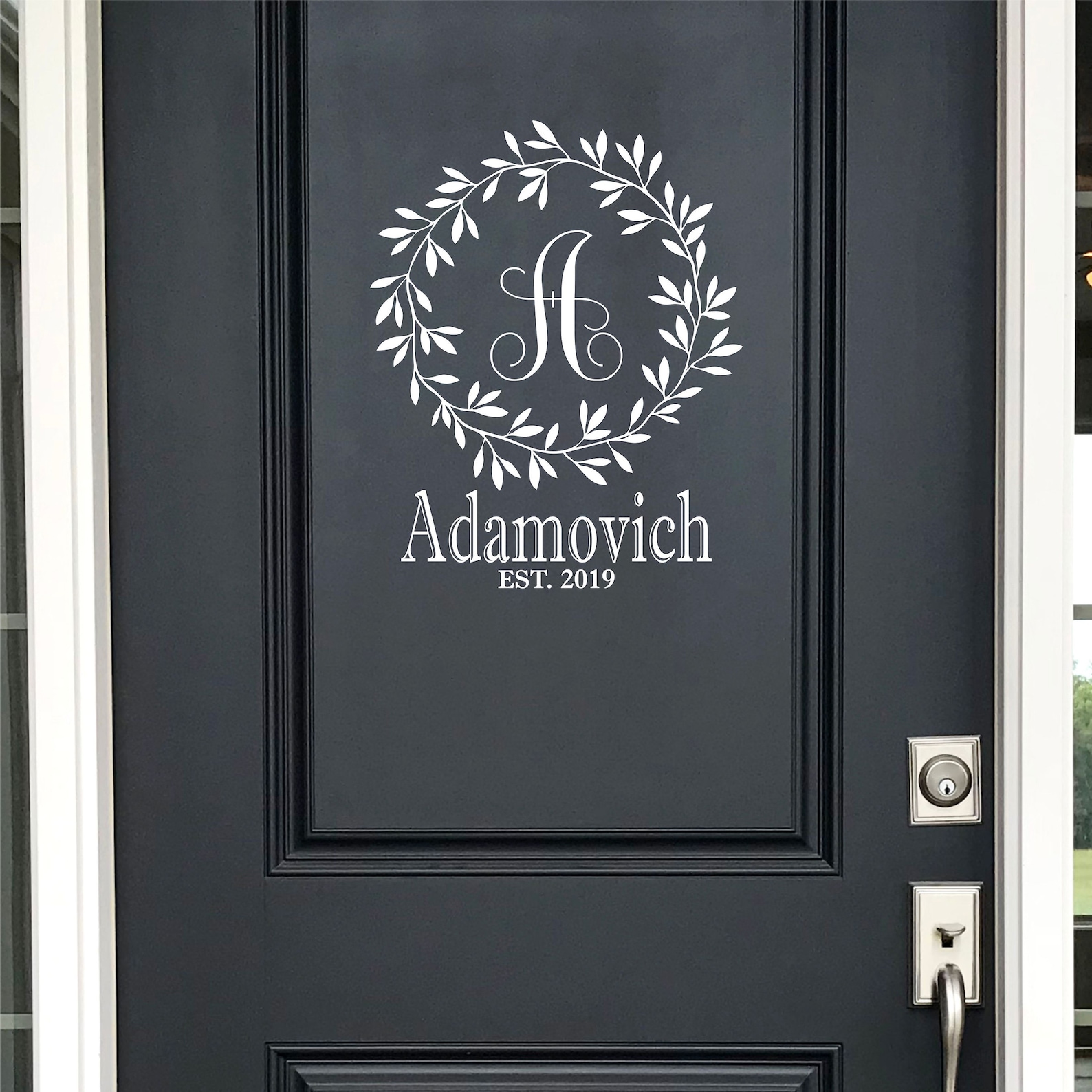 Front Door Decal - Personalized Front Door Wreath Decal - Glass Storm ...