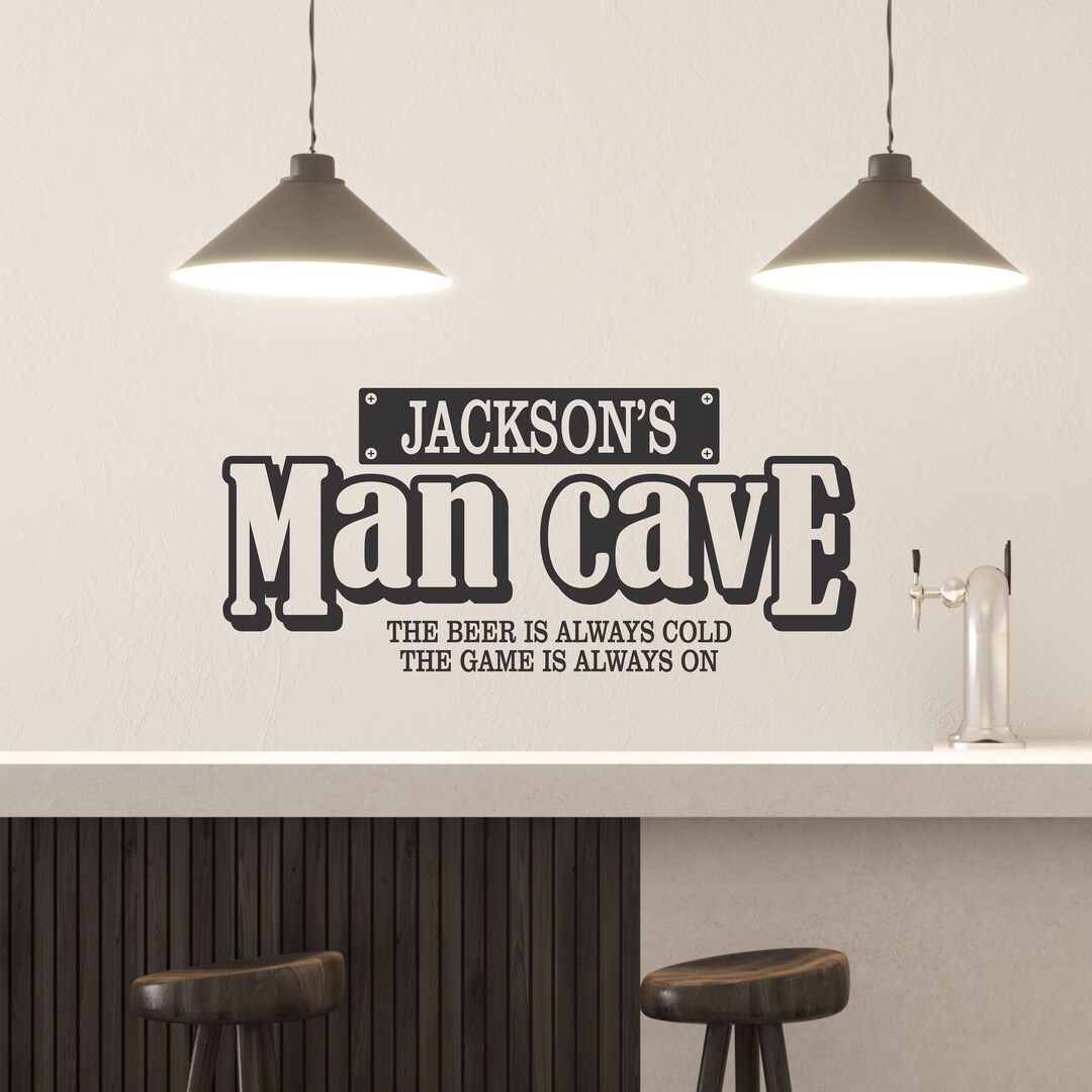 Man Cave Wall Decal - Personalized Man Cave Decal - Bar Wall Decal ...