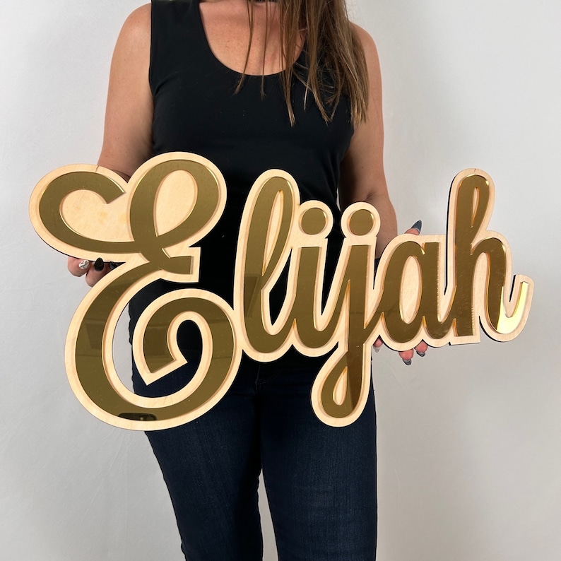 Double Layer Name Sign | Two Layer Name Sign | Personalized Wood and ...