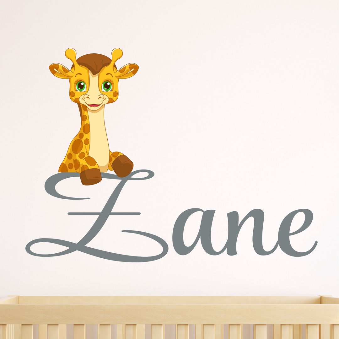 Personalized Name Giraffe Wall Decal - Custom Name Giraffe Wall Sticker ...