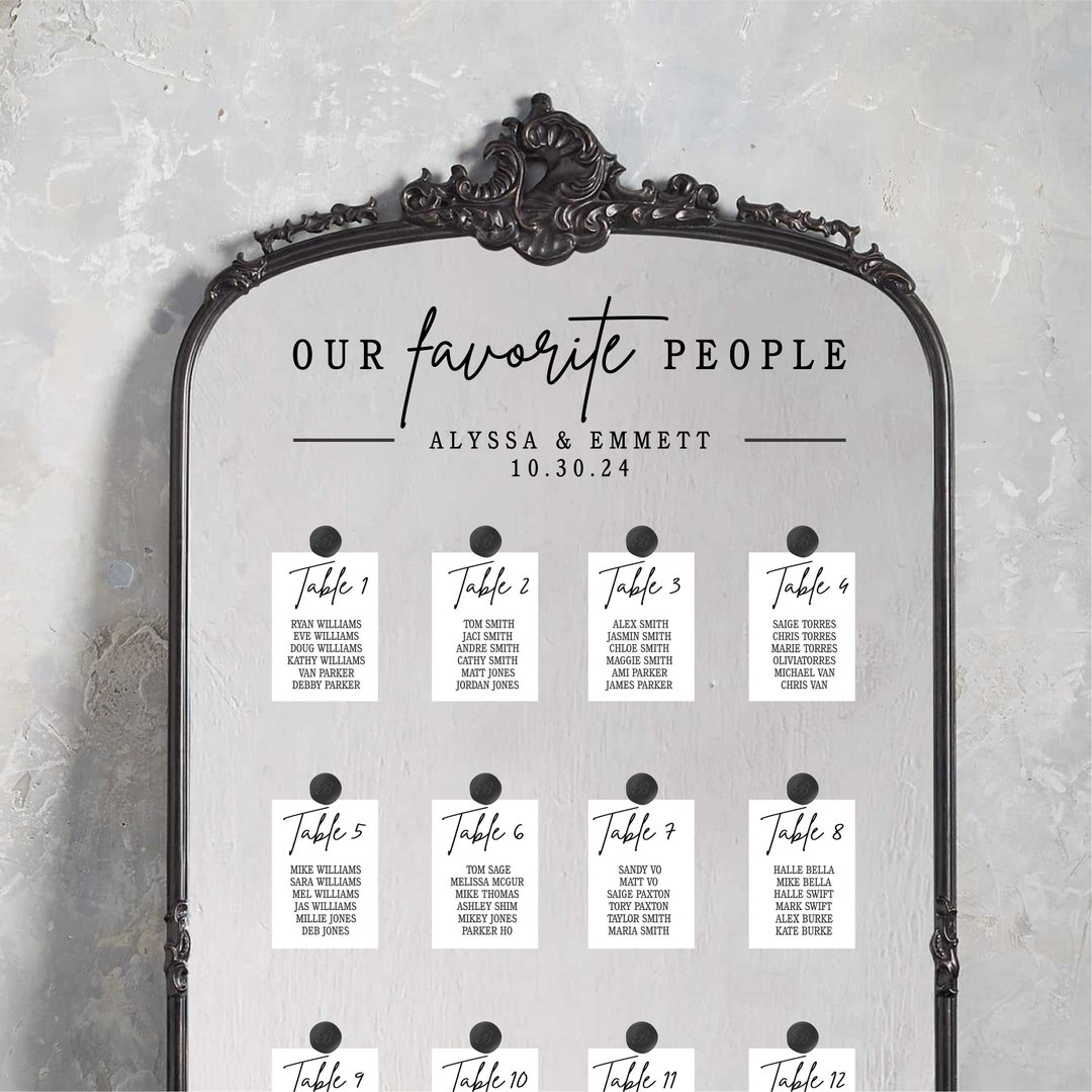 Our Favorite People Seating Chart Decal - Wedding Seating Chart Header ...
