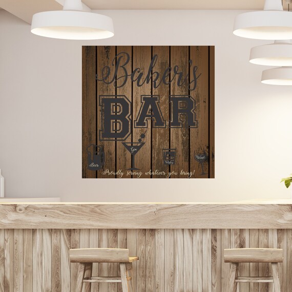 Custom Name Bar Wall Decal Personalized Name Whiskey Bar Pub | Etsy