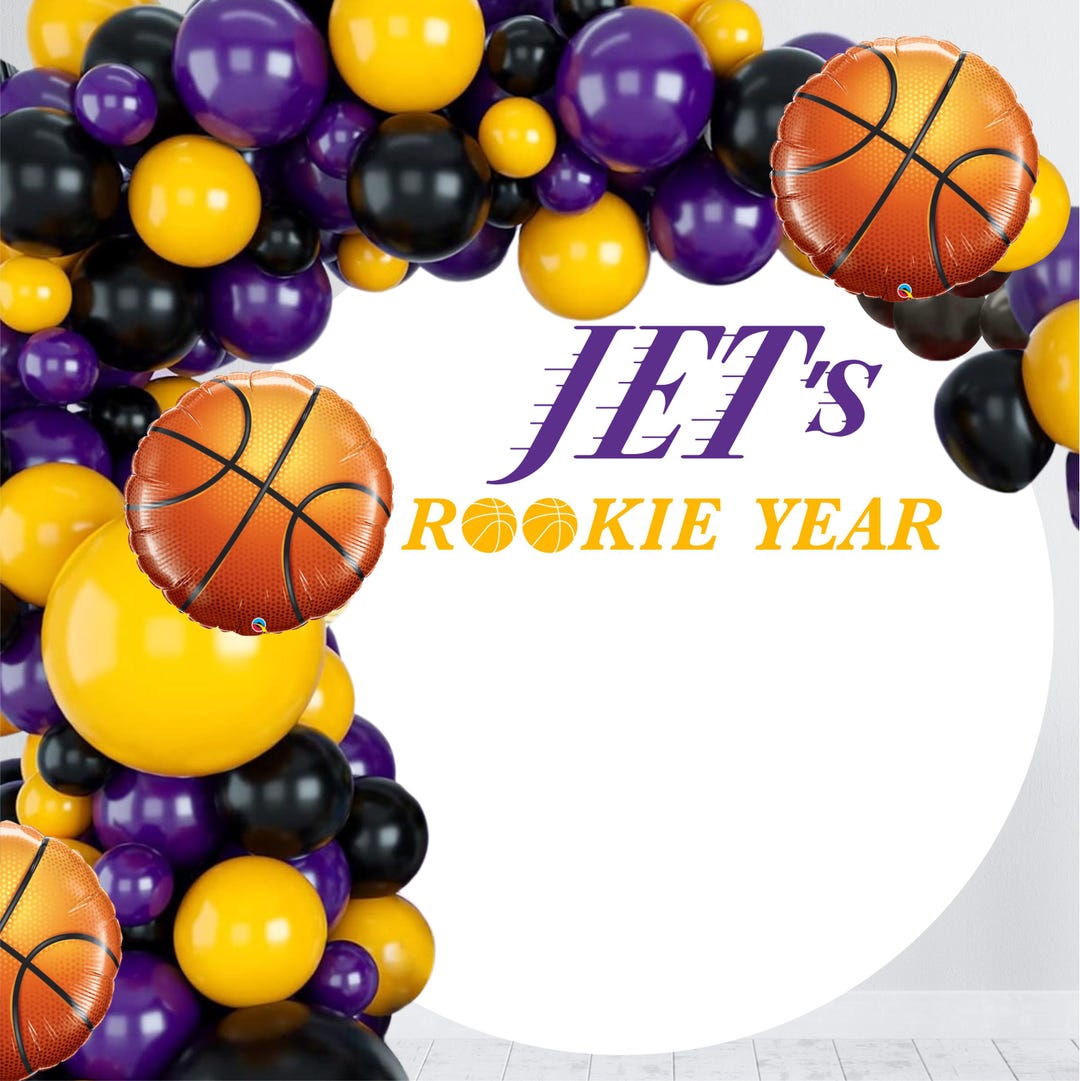 Rookie Year Birthday Party Backdrop - Basketball Theme First Birthday ...