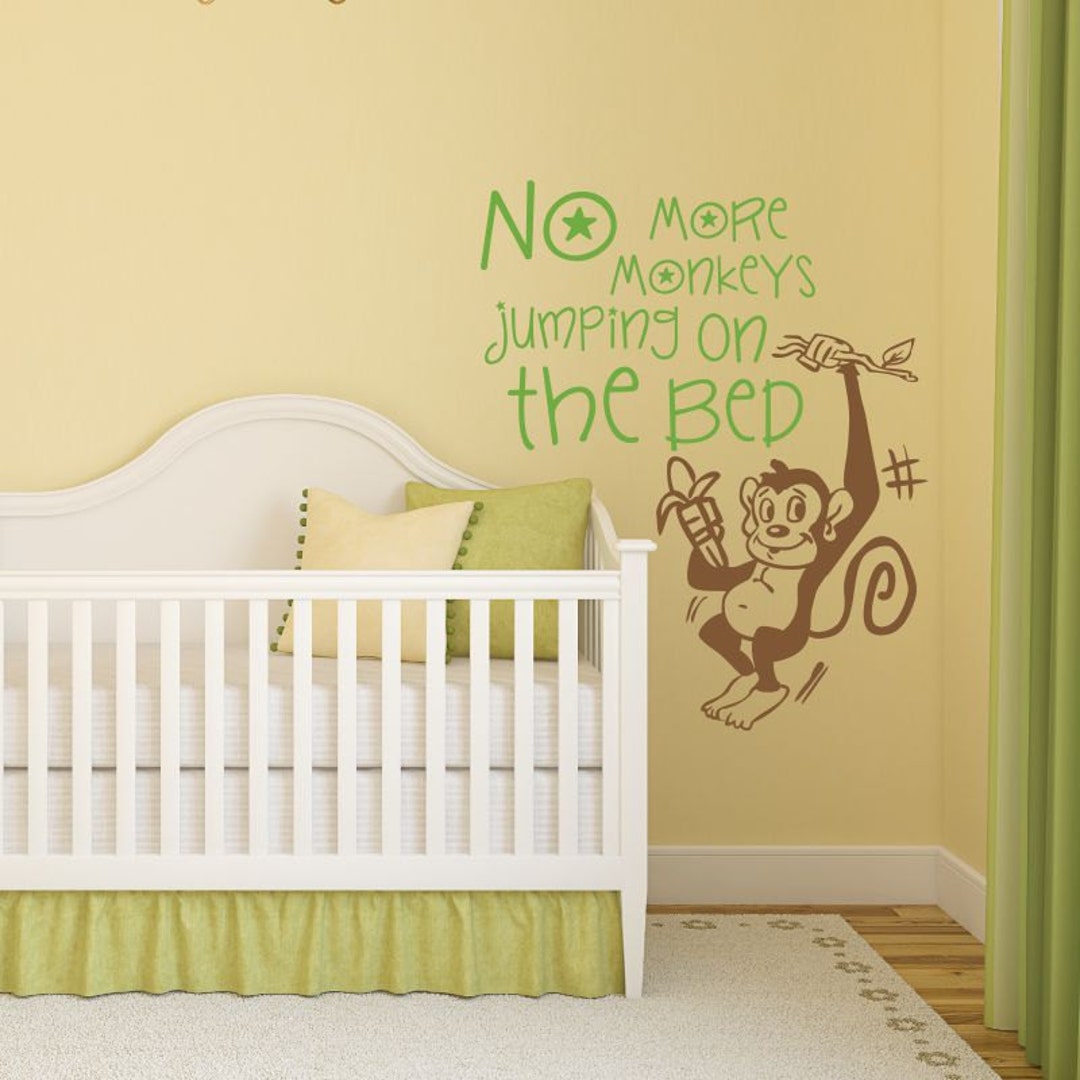 No More Monkeys Jumping on the Bed Decal - Kids Decal - Boys Wall Decal ...