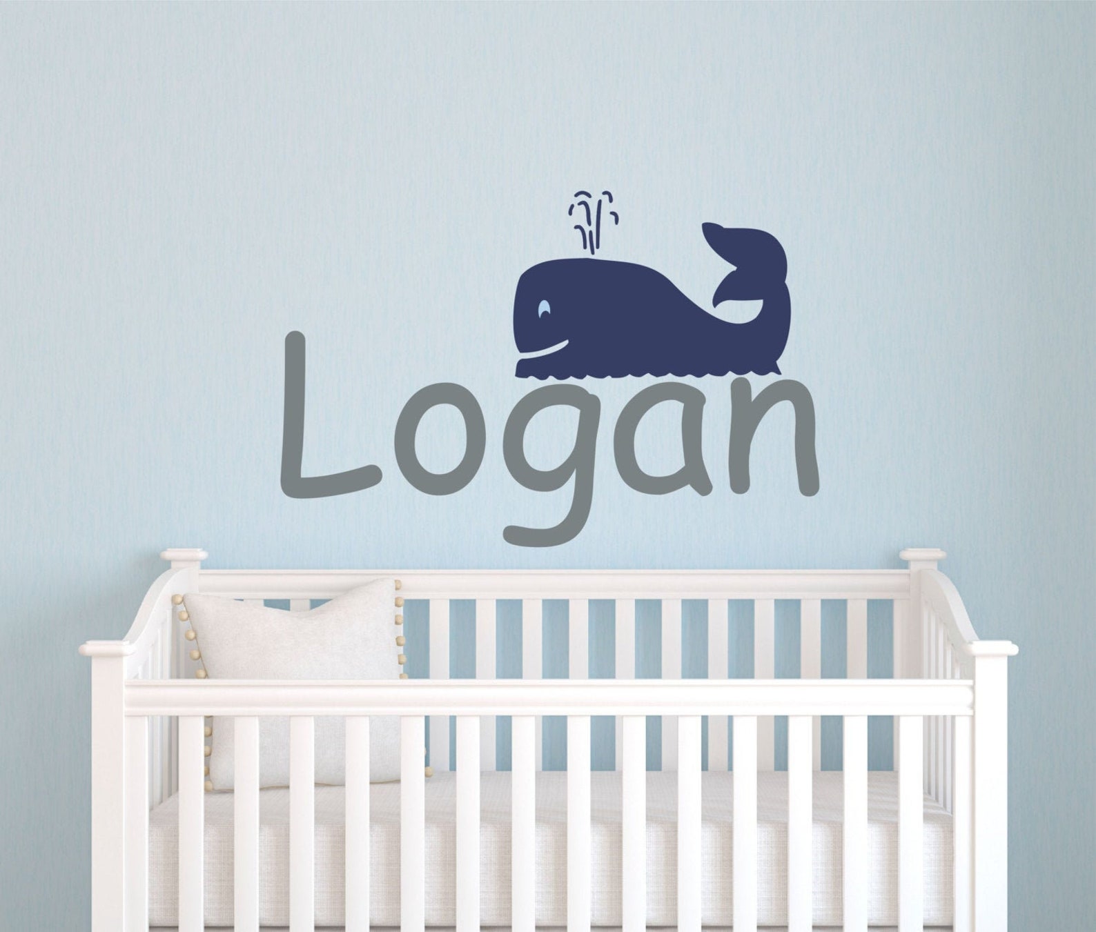 Personalized Name Whale Wall Decal - Custom Name Whale Wall Sticker ...