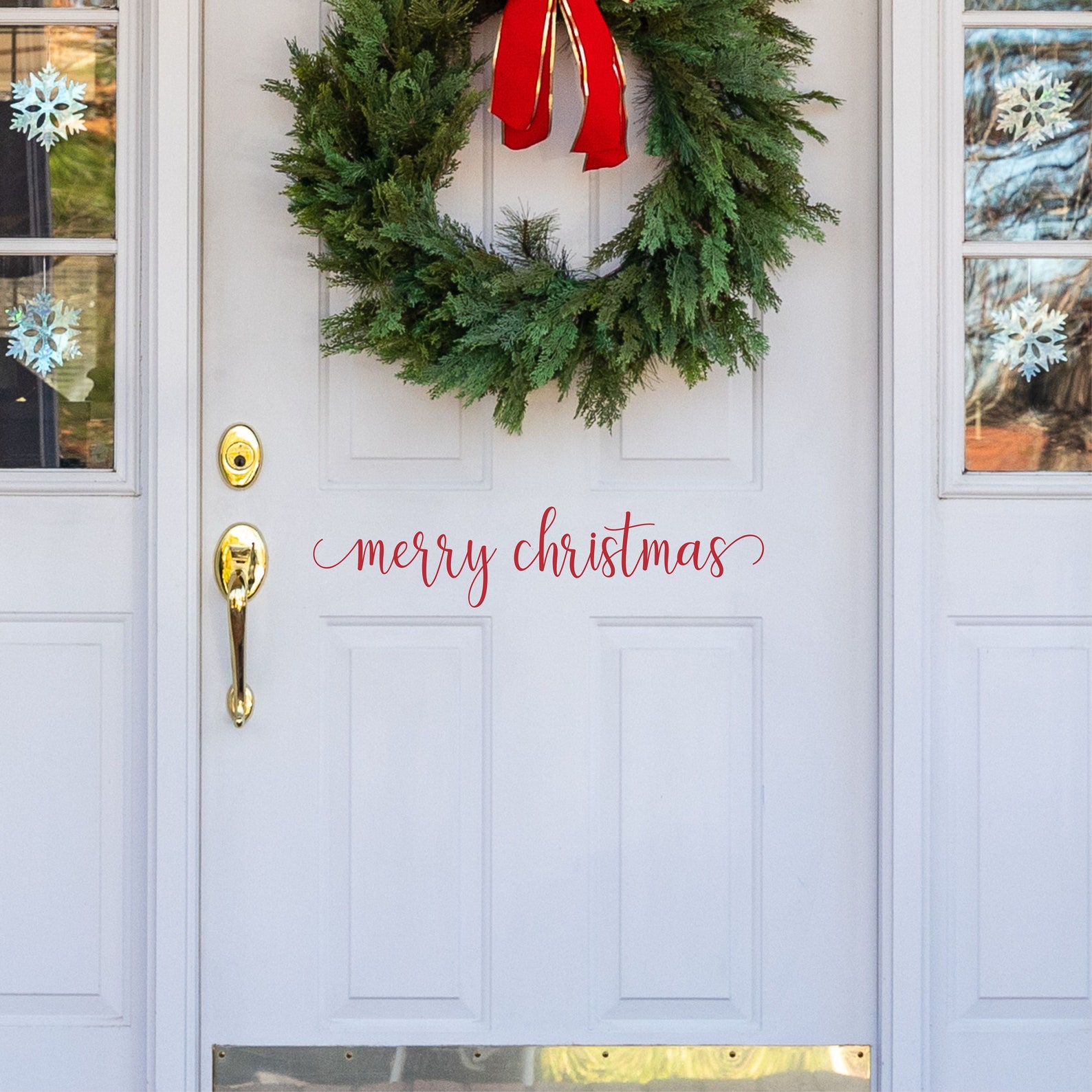 Merry Christmas Door Decal - Front Door Decal - Feliz Navidad Wall ...
