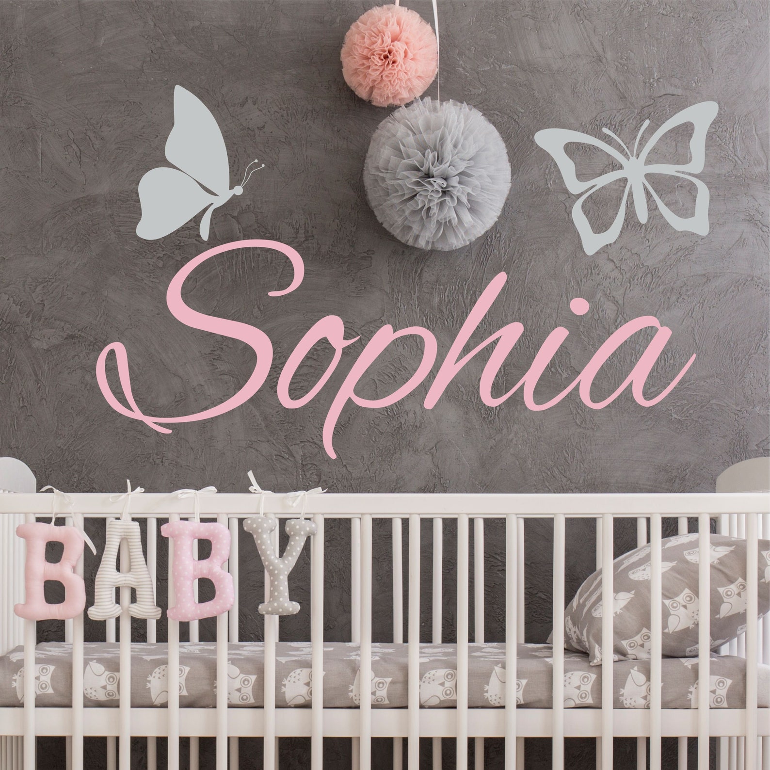 Personalized Name Butterfly Wall Decal - Custom Name Butterfly Wall ...