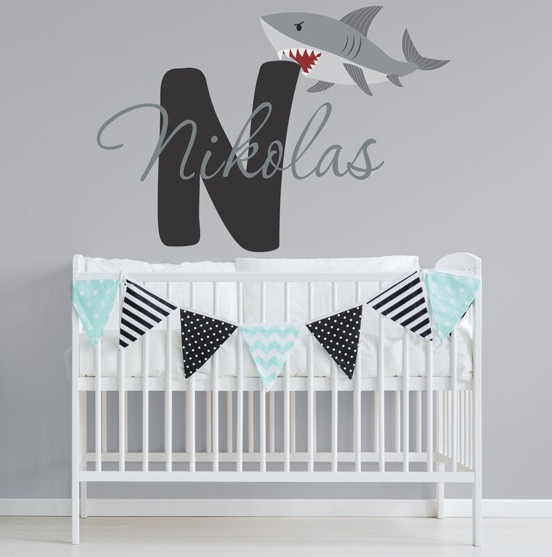 Personalized Name Shark Wall Decal - Custom Name Shark Wall Sticker ...