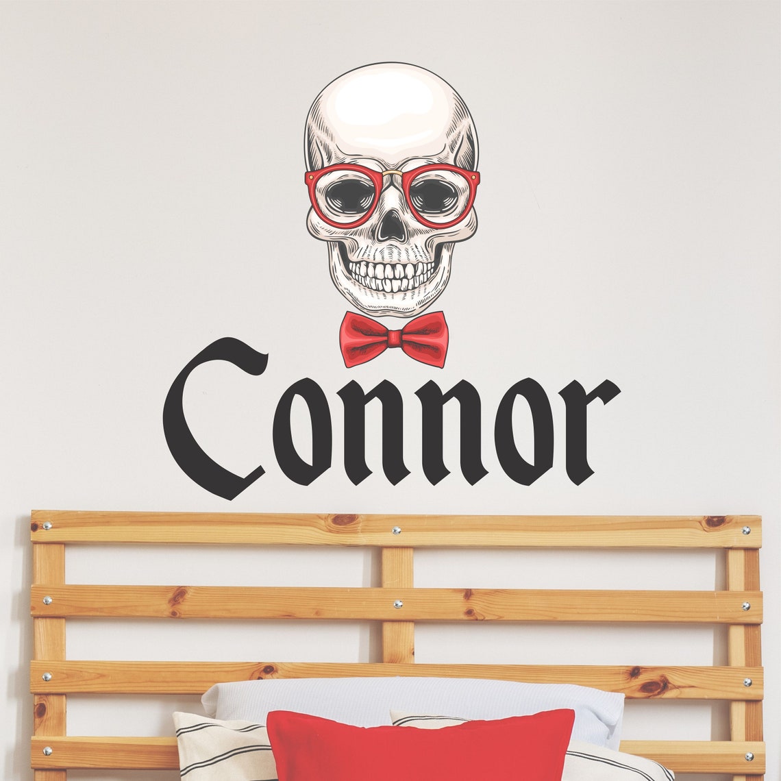 Personalized Name Skull Wall Decal Custom Name Nerd Wall - Etsy