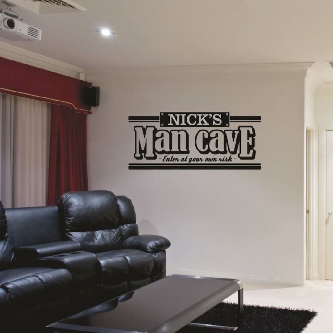 Man Cave Wall Decal - Personalized Man Cave Decal - Bar Wall Decal ...