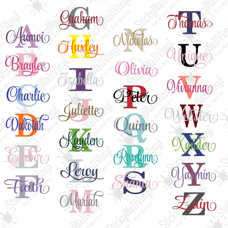 Personalized Name Wall Decal Boy Monogram Initial Fancy - Etsy