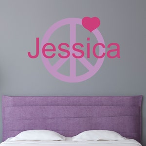 Personalized Name Peace Sign Wall Decal - Custom Name Peace Sign Wall ...