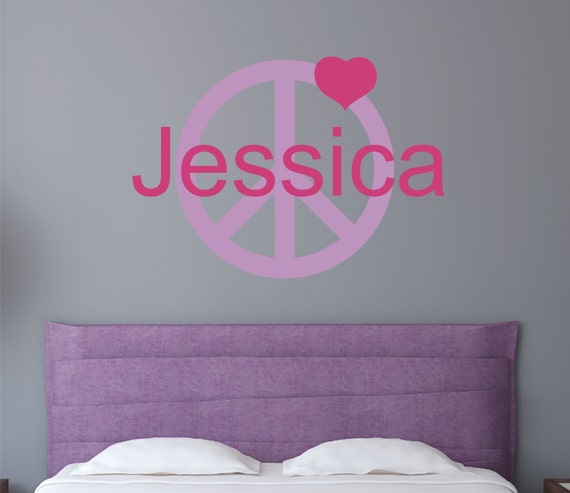 Personalized Name Peace Sign Wall Decal Custom Name Peace | Etsy