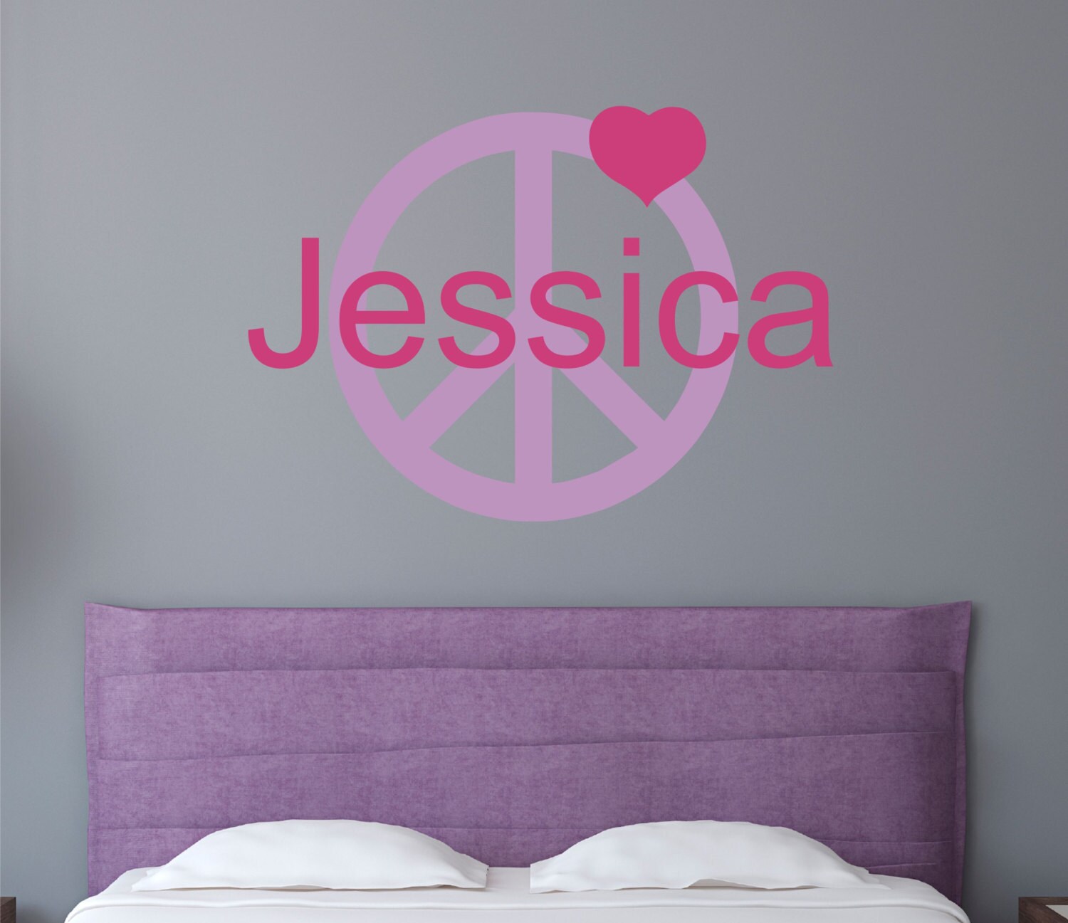 Personalized Name Peace Sign Wall Decal Custom Name Peace | Etsy