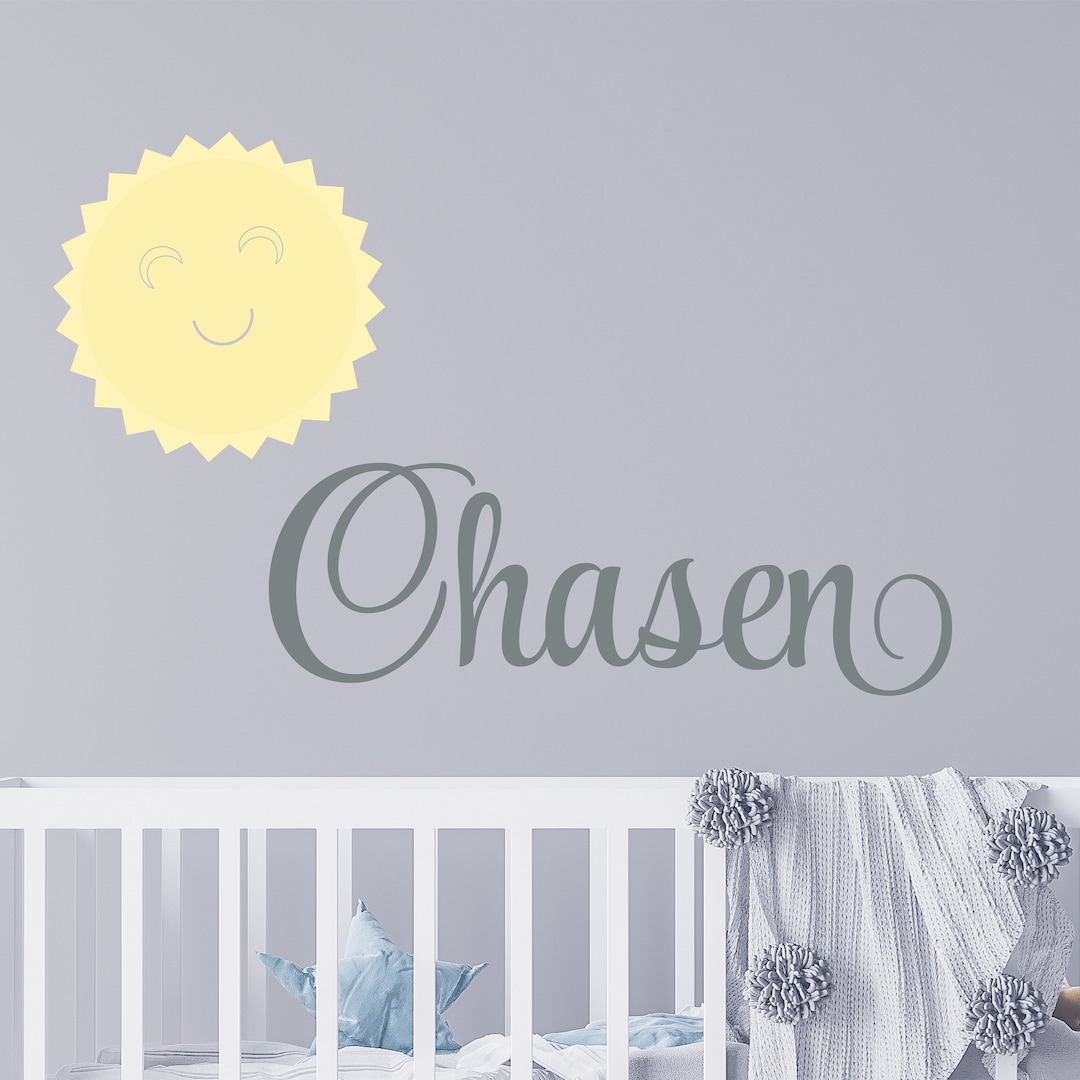 Personalized Name Sun Wall Decal - Custom Name Sun Wall Sticker - Vinyl ...