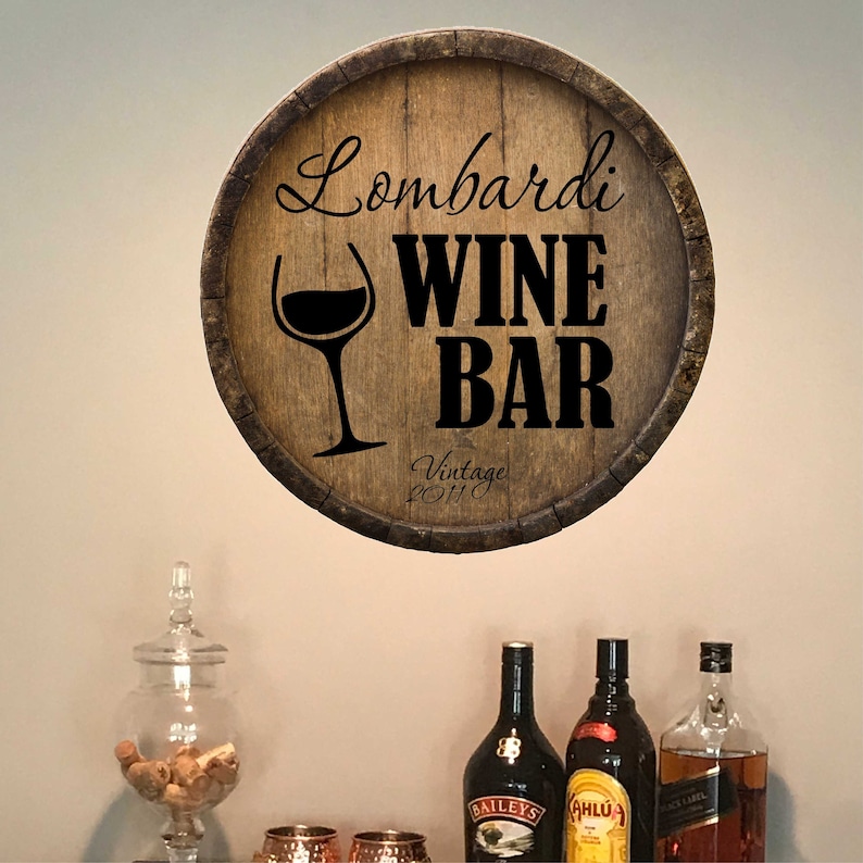Custom Name Wine Bar Wall Decal - Personalized Name Bar Pub Vinyl Wall ...