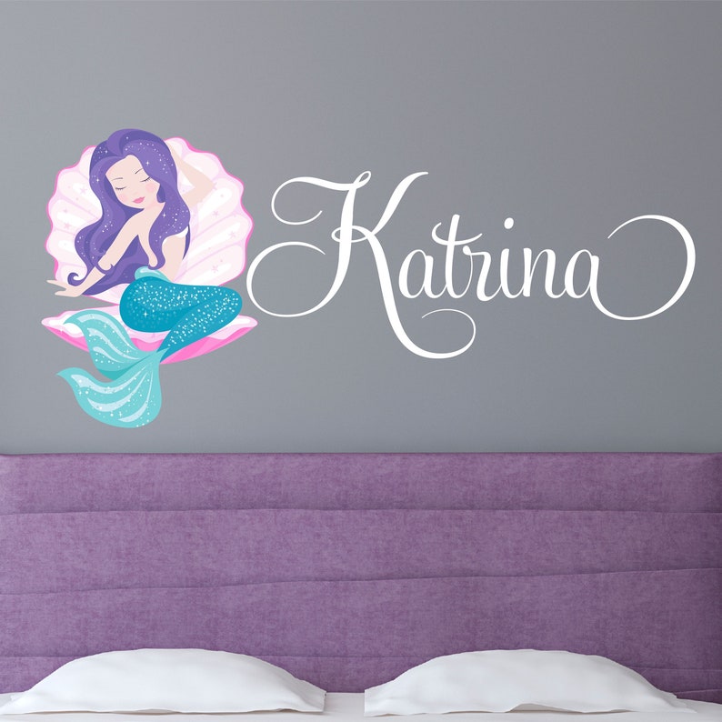 Personalized Name Mermaid Wall Decal Custom Name Mermaid | Etsy